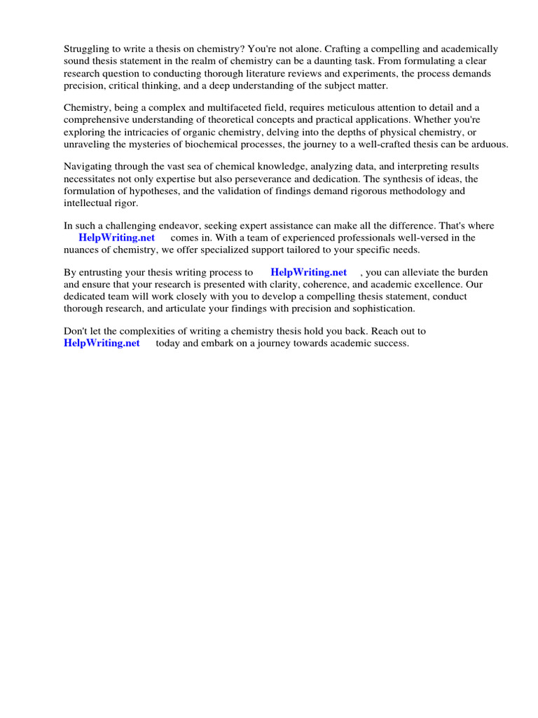 Chemistry Thesis Statement Examples | PDF | Thesis | Essays