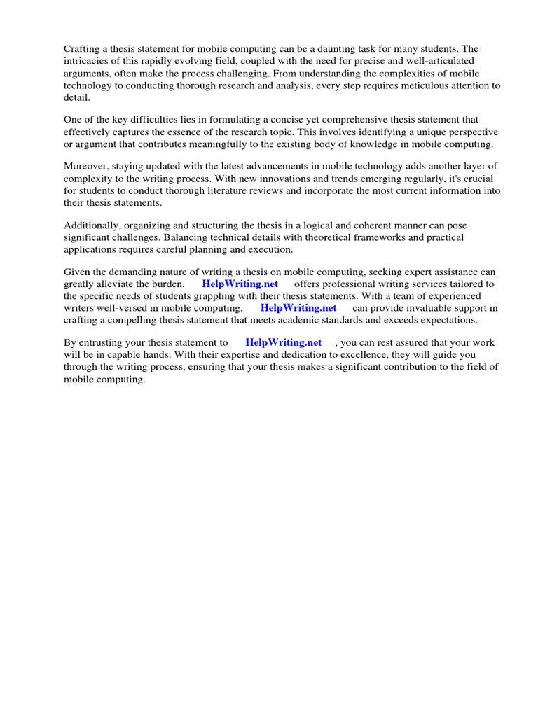 Thesis Statement For Mobile Computing | PDF | Business | Computers