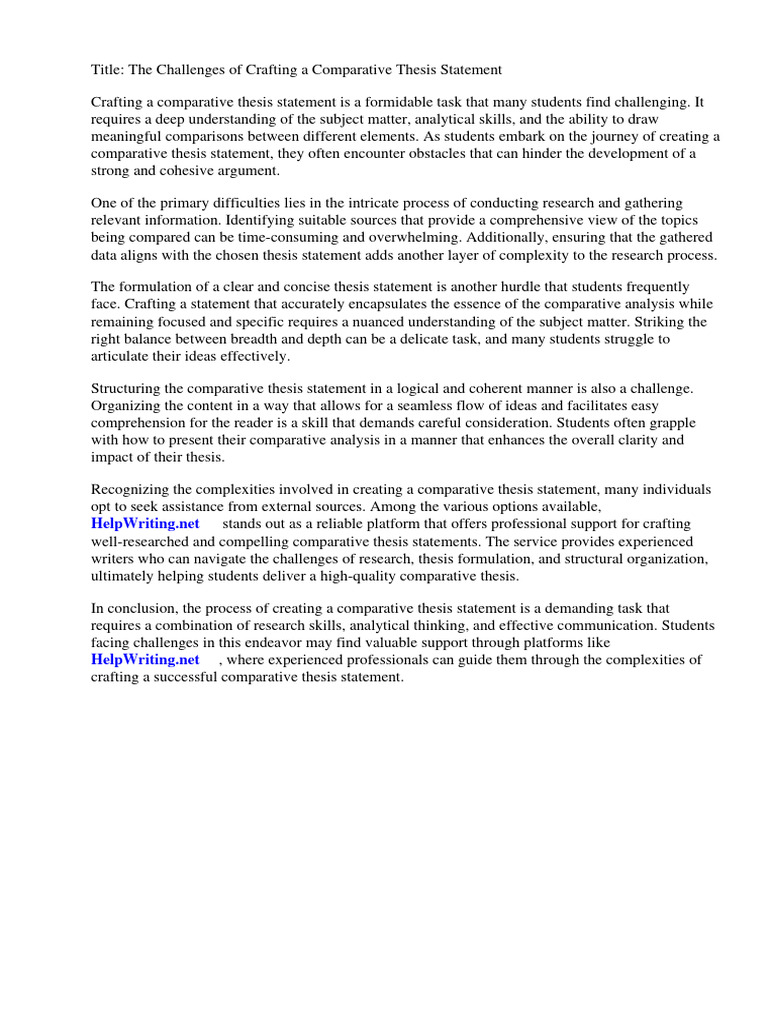 How To Make A Comparative Thesis Statement | PDF | Essays | Thesis