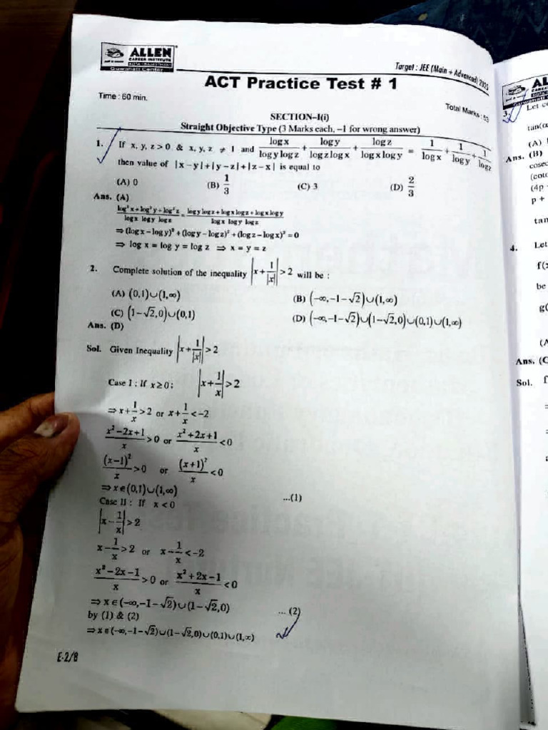 ACT Practice Test Solutions | PDF