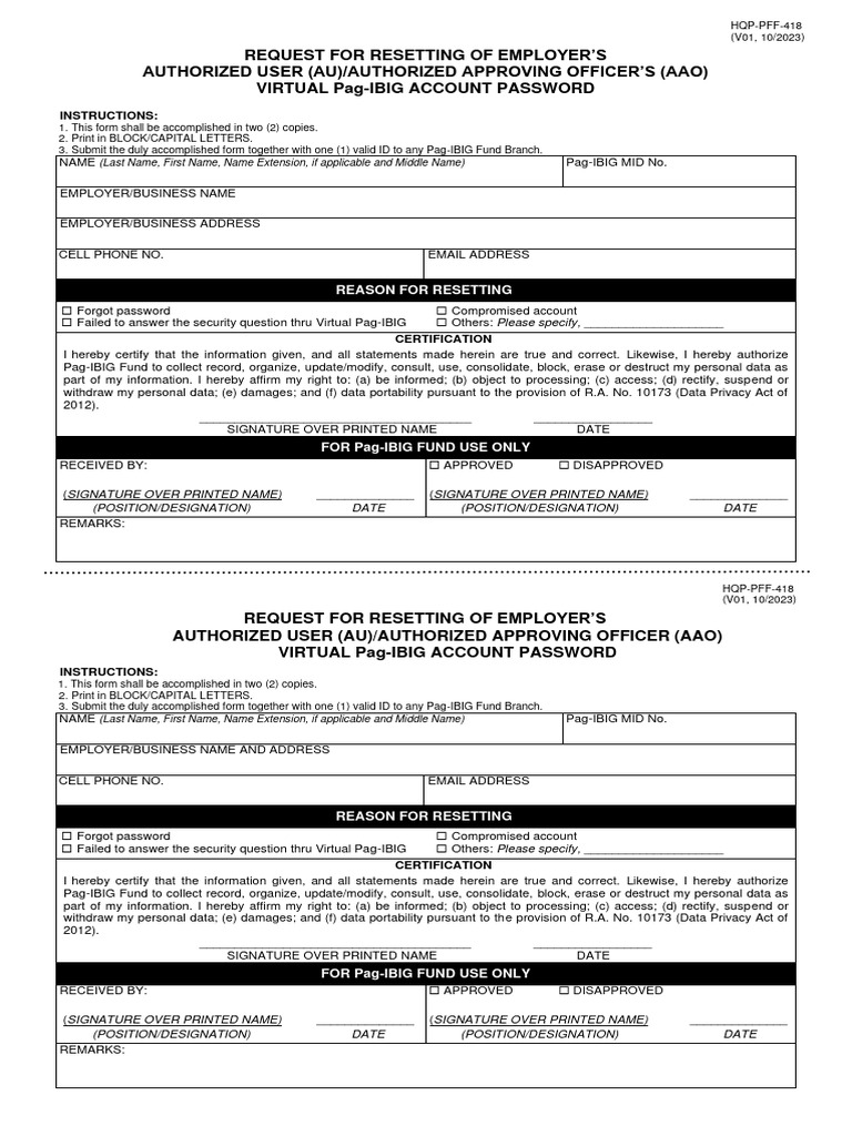 Pag-IBIG Password Reset Request Form | PDF | Password | Crime Prevention