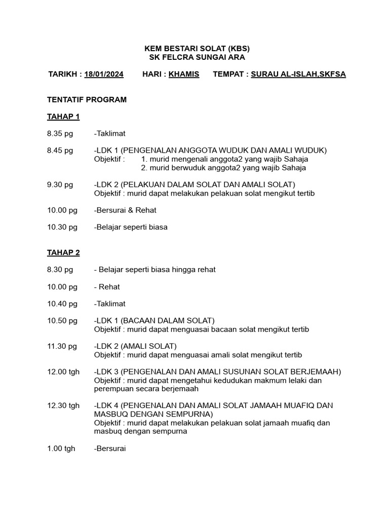 Tentatif KBS 2023-2024 | PDF