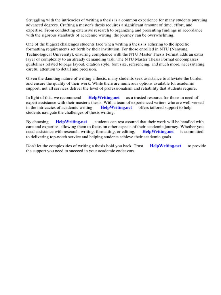 Ntu Master Thesis Format | PDF