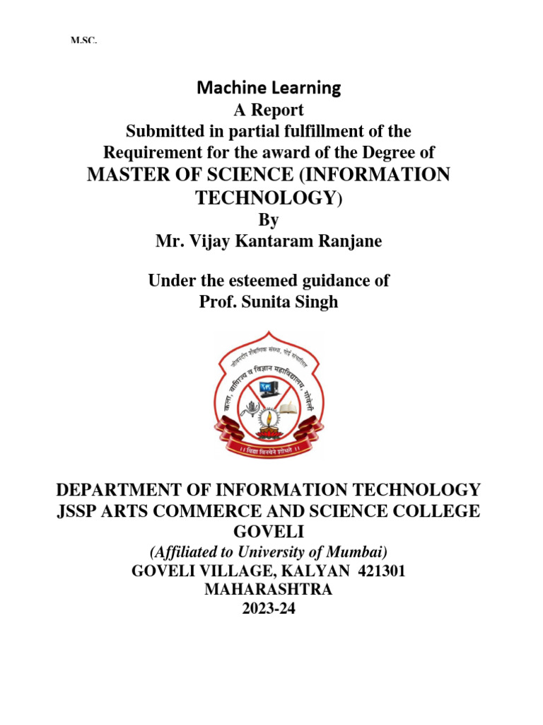 Maching Learning Vijay Ranjane | PDF | Computers