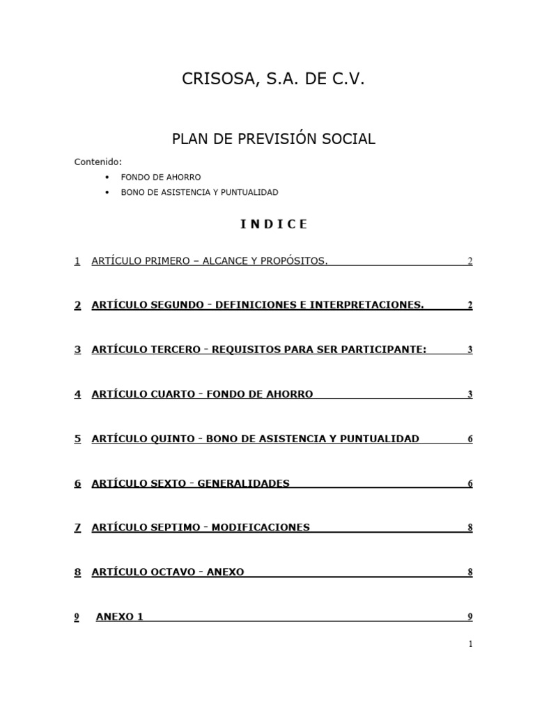Plan de Prevision Social | PDF