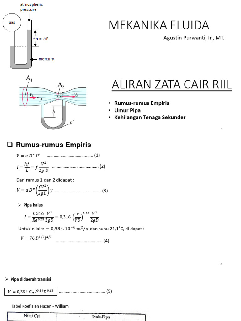 12 - Rumus-Rumus Empiris, Umur Pipa Dan Kehilangan Tenaga Sekunder | PDF