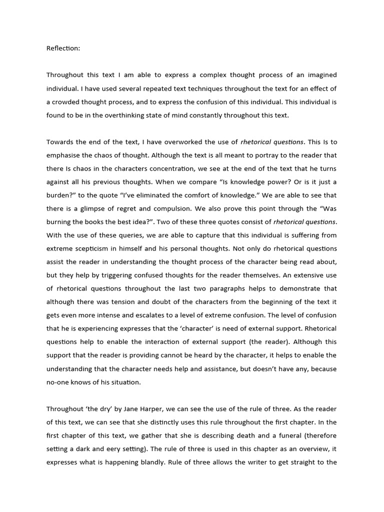 English Creative Writing Reflection | PDF | Thought | Cognitive Science