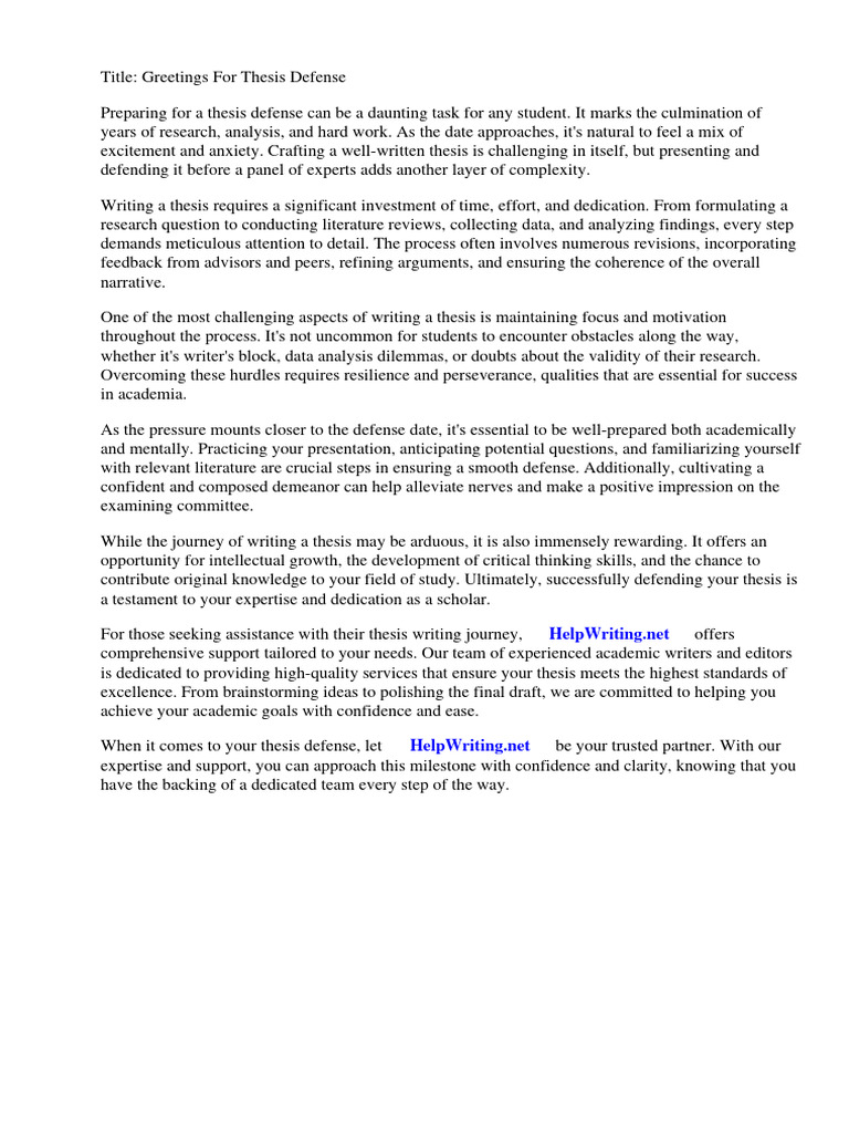 Greetings For Thesis Defense | PDF | Thesis | Cognition