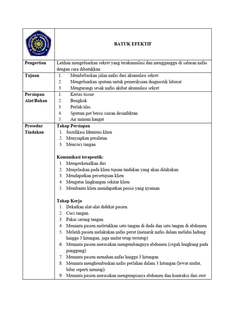 Sop Batuk Efektif | PDF