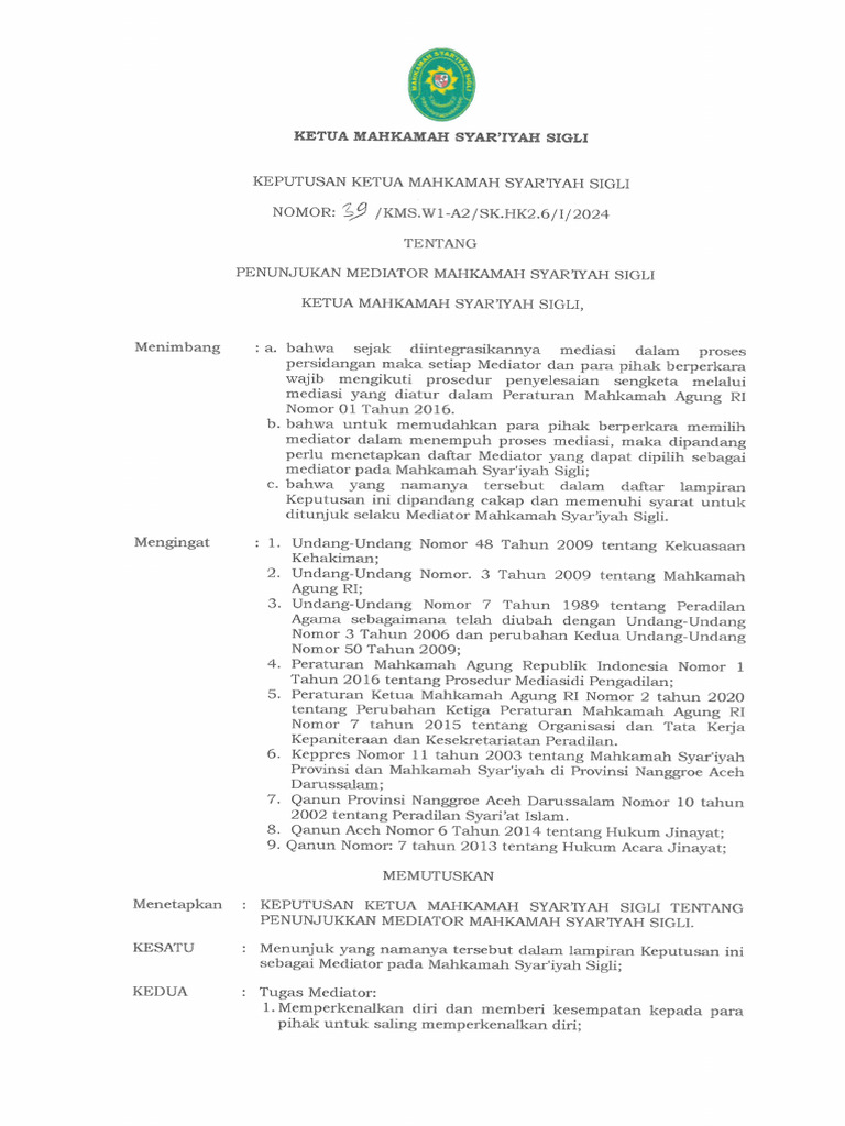 SK Hakim Mediator 2024 | PDF