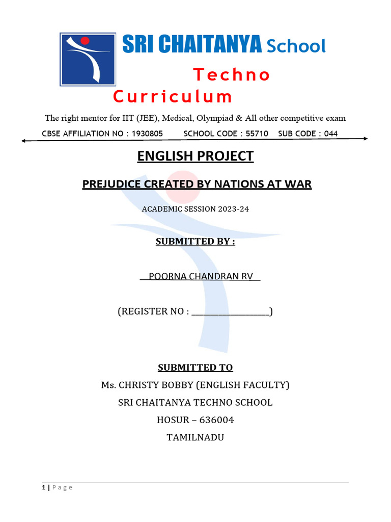Project on "The Enemy" Class 12 | PDF
