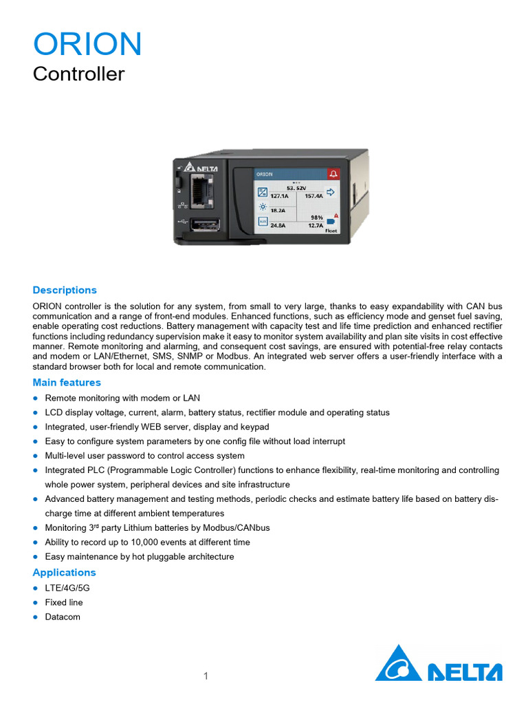 Fact-Sheet Controller-Orion en Rev01 TDR | PDF