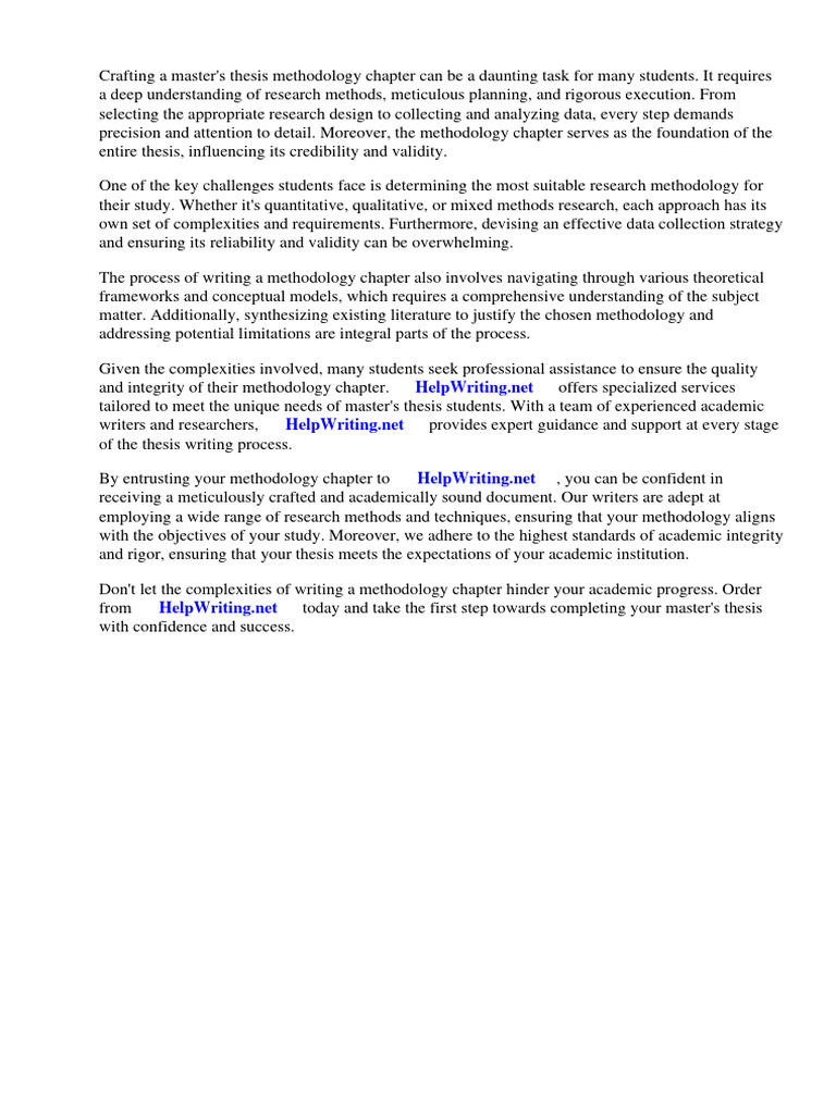 Master's Thesis Methodology Help | PDF