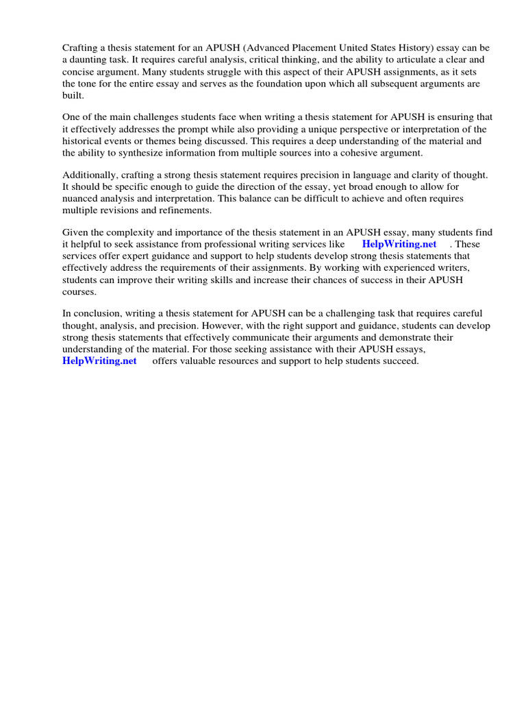 How to Write Thesis Statement for Apush | PDF | Essays | Thesis