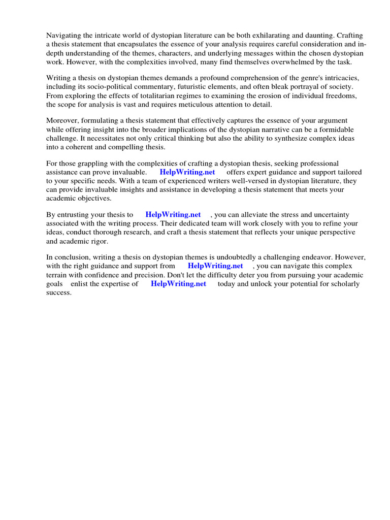 Dystopian Thesis Statements | PDF | Dystopia | Essays