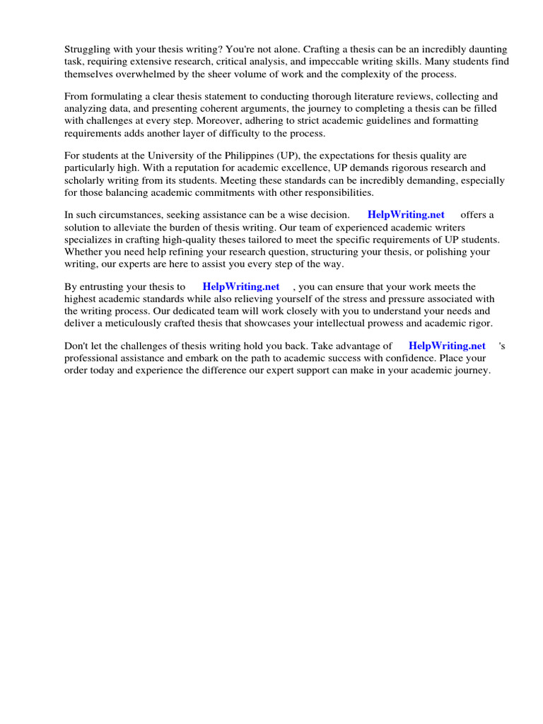 Thesis Sample University of The Philippines | PDF | Thesis | Teachers