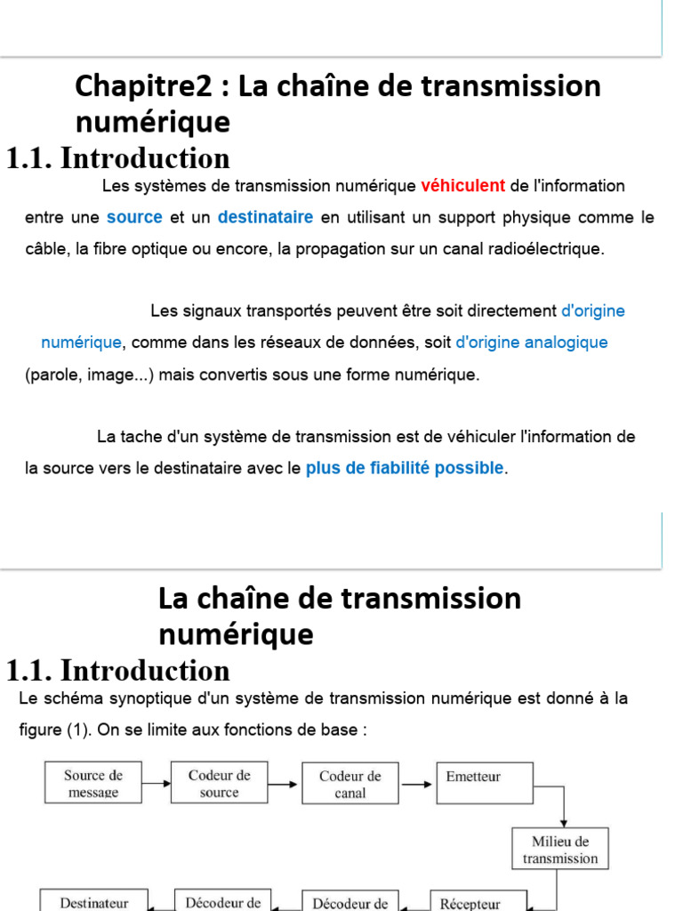 Chapitre 2 Chaine de Transmission Numerique Ppt (1) | PDF