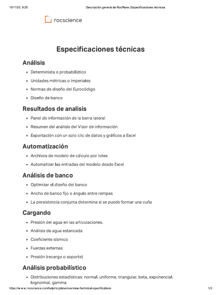 Ficha Tecnica Rocplane | PDF