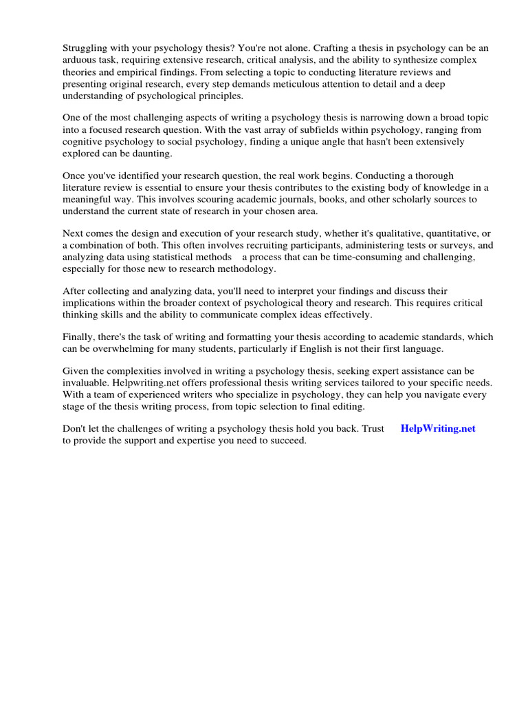 Psychology Thesis Ideas | Download Free PDF | Psychology | Thesis