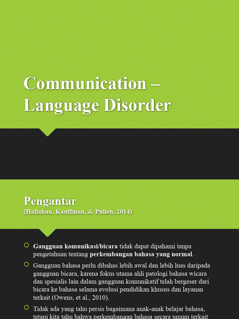 Pertemuan 10 2022 Communication-Language Disorder | PDF