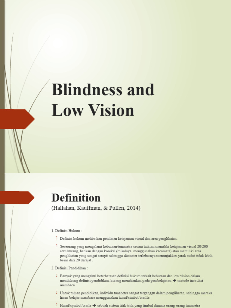Definisi dan Karakteristik Low Vision | PDF | Kesehatan Holistik