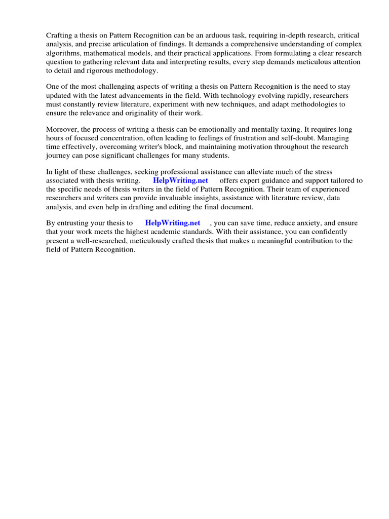Thesis Pattern Recognition | PDF Thesis Pattern Recognition | PDF