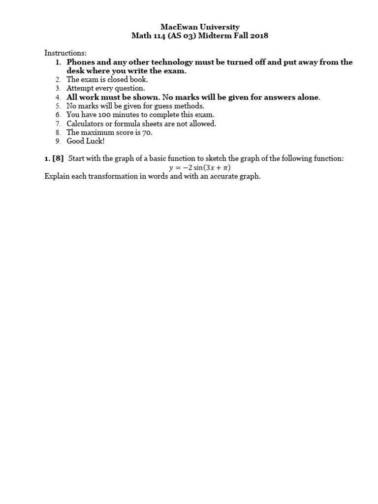 Math 114 Midterm Exam Guidelines | PDF | Function (Mathematics) | Analysis