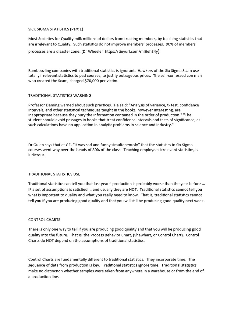 Sick Sigma Statistics | PDF | Statistics | Probability And Statistics