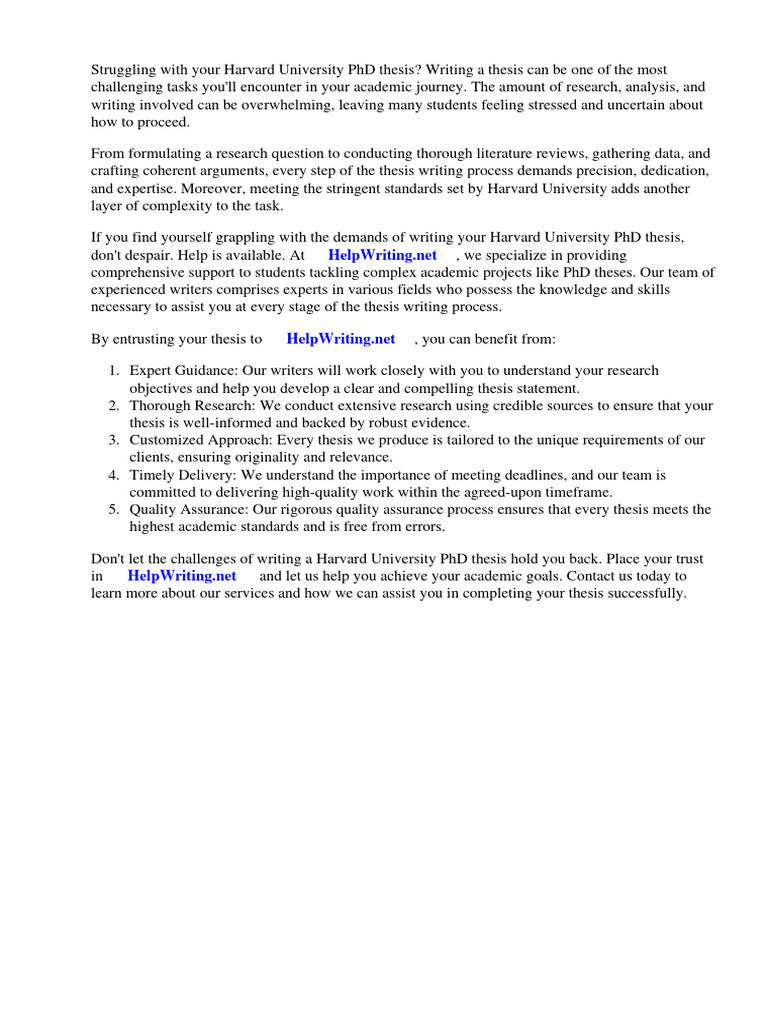 Harvard University PHD Thesis | PDF | Thesis | Doctor Of Philosophy