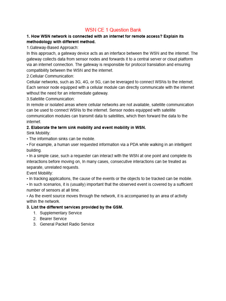 WSN QB Ans | PDF | Modulation | Wireless Sensor Network