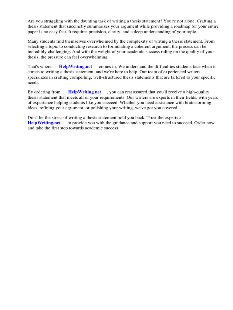 Guidelines For Writing A Thesis Statement | PDF