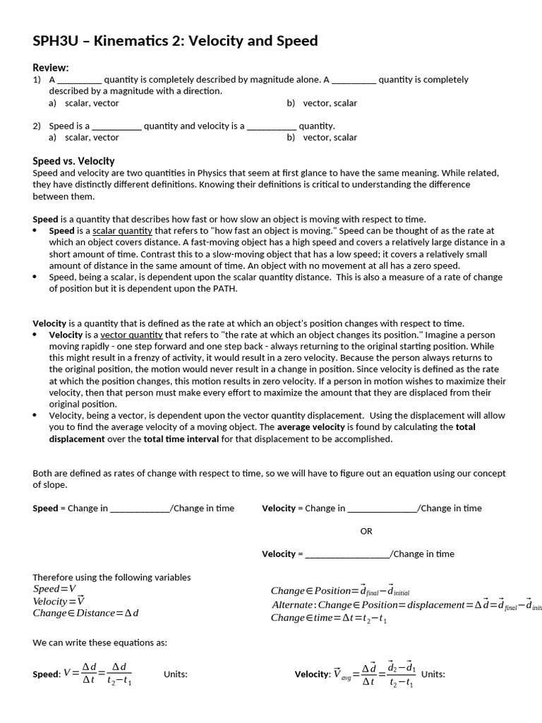 Understanding Speed vs. Velocity in Physics | PDF | Velocity | Speed