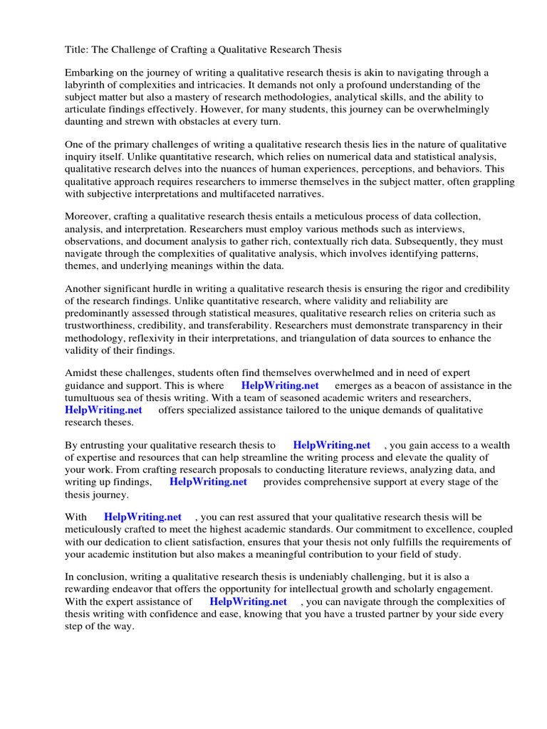 Example Qualitative Research Thesis | Download Free PDF | Qualitative ...