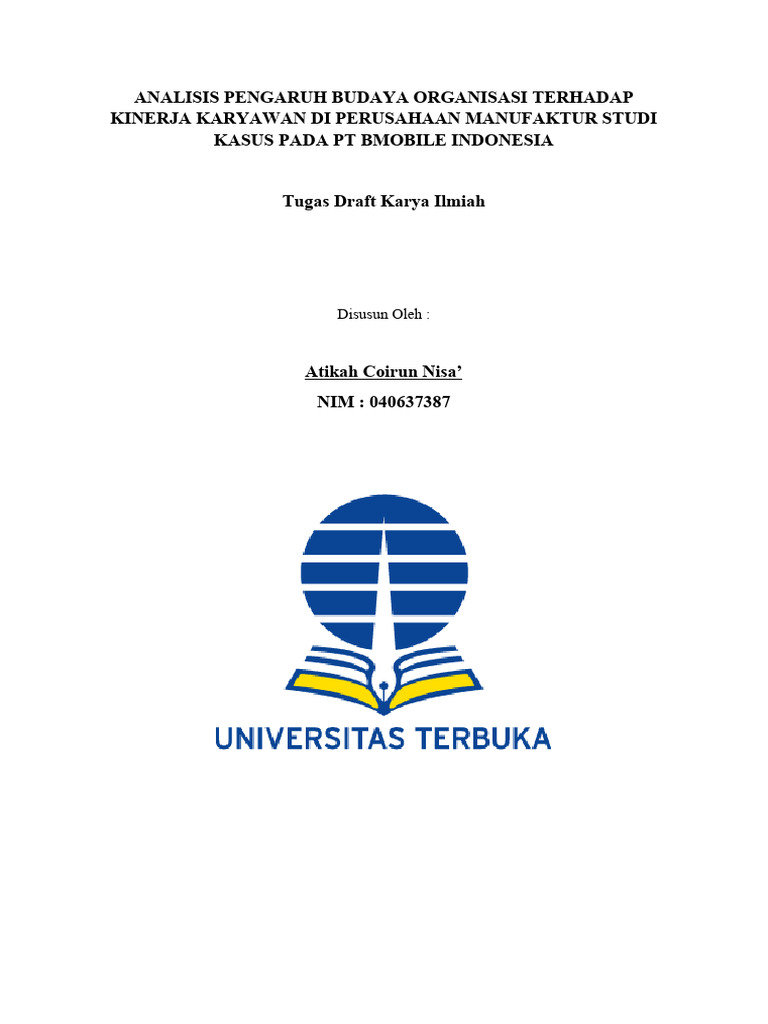 Analisis Pengaruh Budaya Organisasi Terhadap Kinerja Karyawan Di ... Analisis Pengaruh Budaya Organisasi Terhadap Kinerja Karyawan Di ...