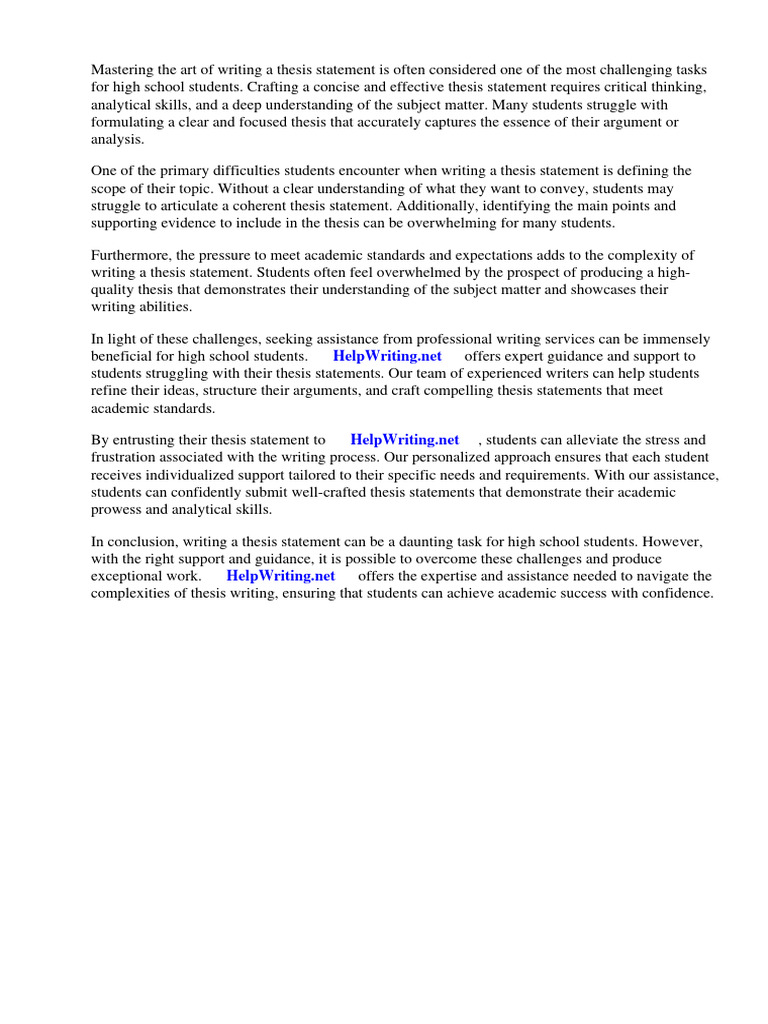 Teaching High School Students To Write A Thesis Statement | PDF ...