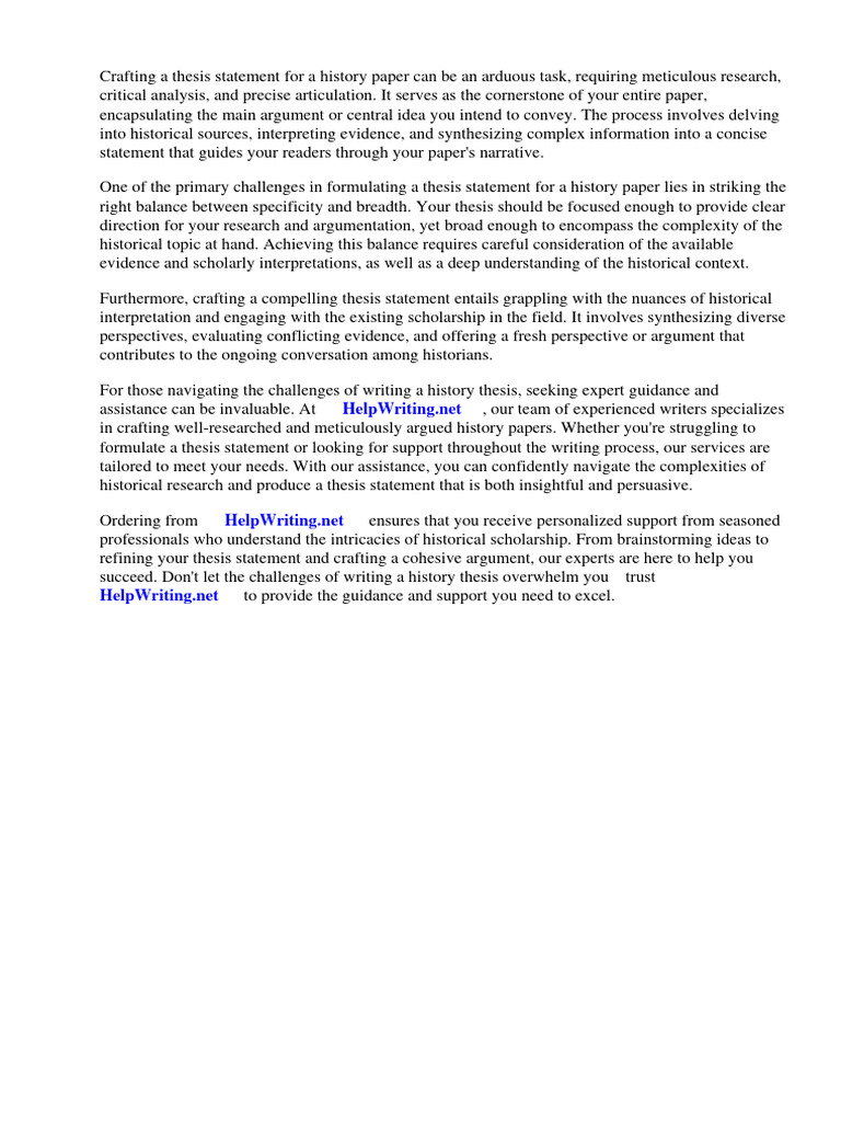How To Make A Thesis Statement For History Paper | PDF | Essays | Thesis