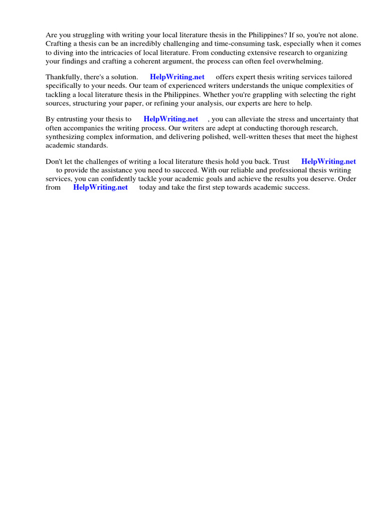 Local Literature Thesis Philippines | PDF