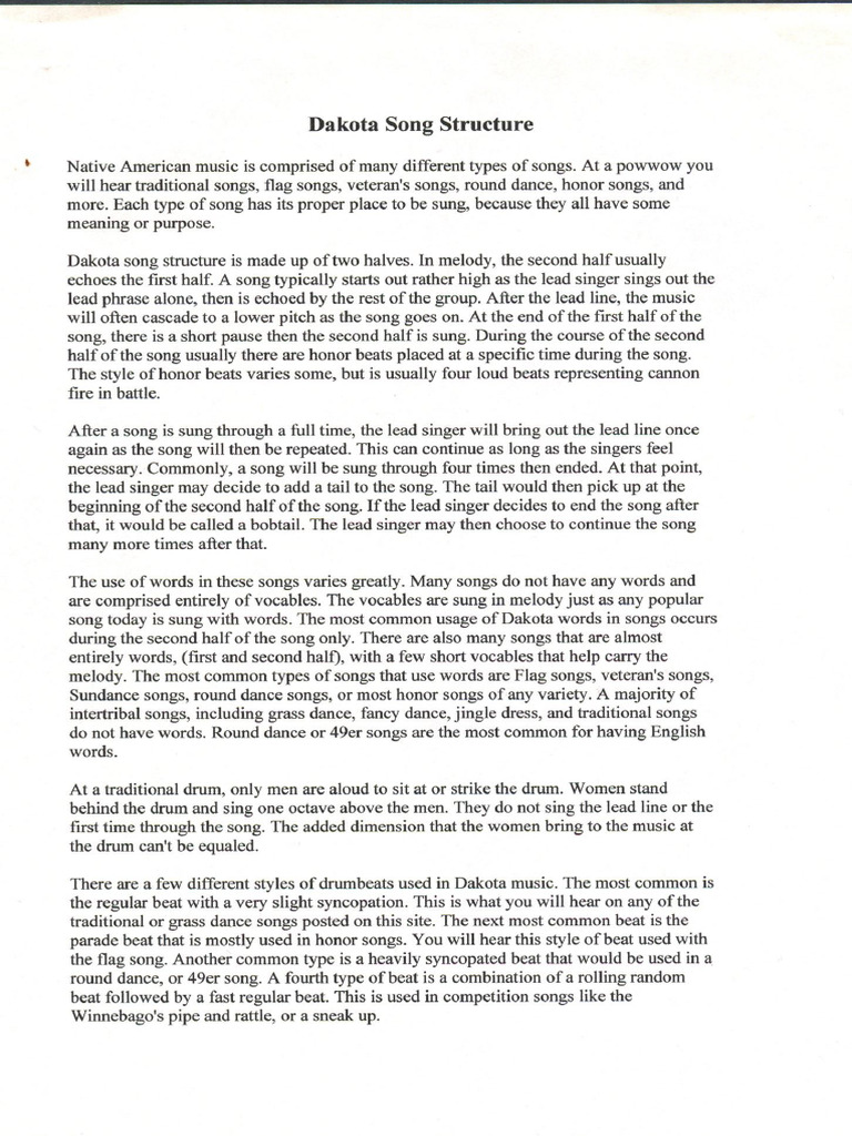 Dakota Song Structure | PDF