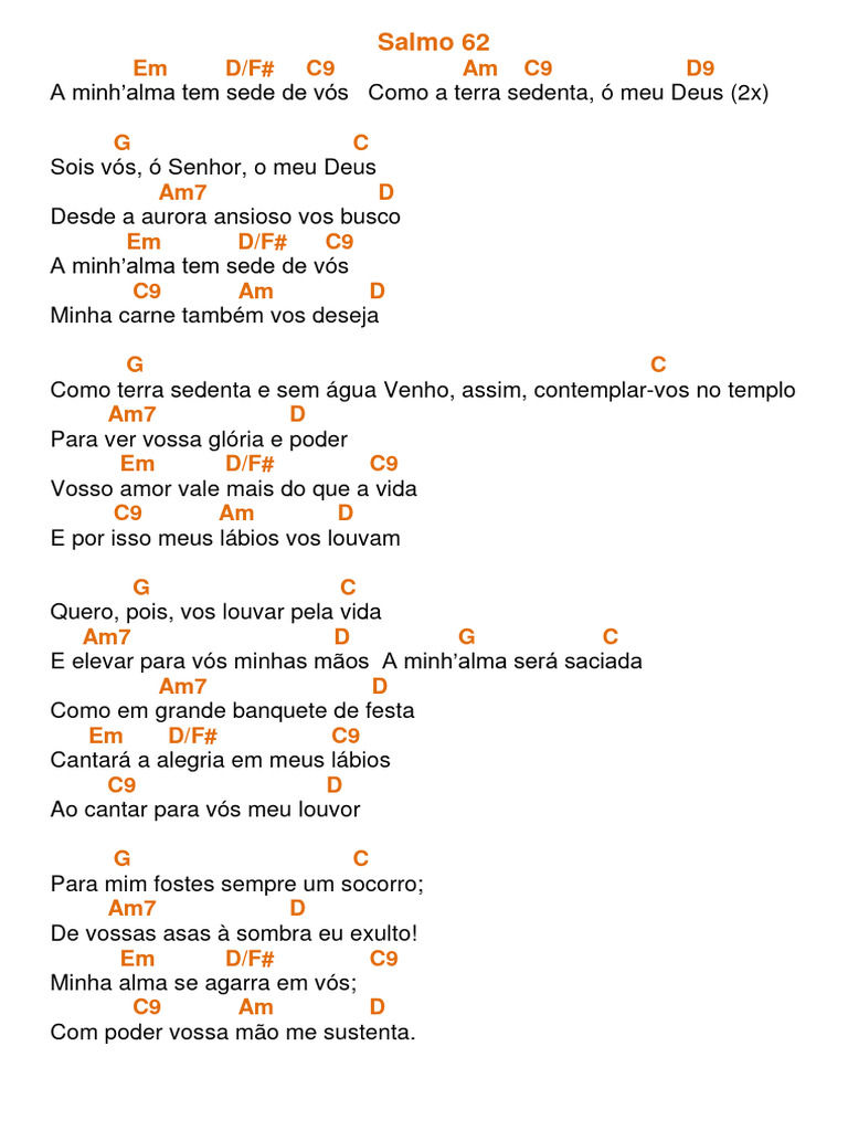 Salmo 62 - A Minha Alma Tem Sede de Vós, Meu Deus. | PDF