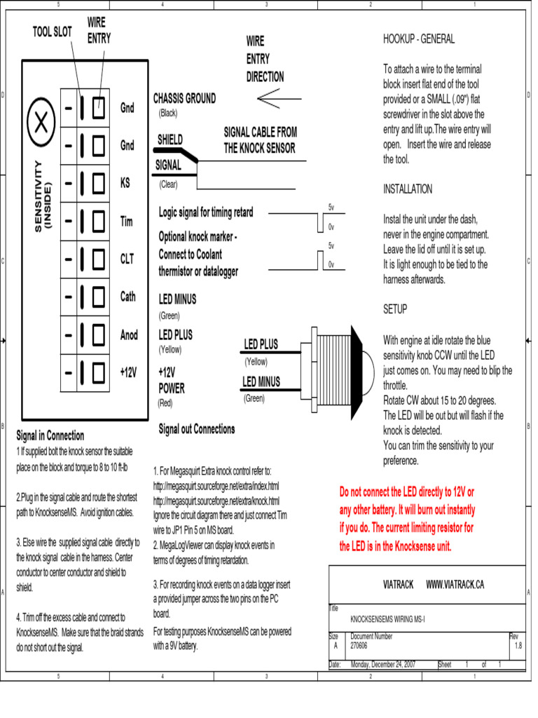 Knock Sensor MS | PDF | Electrical Wiring | Wire