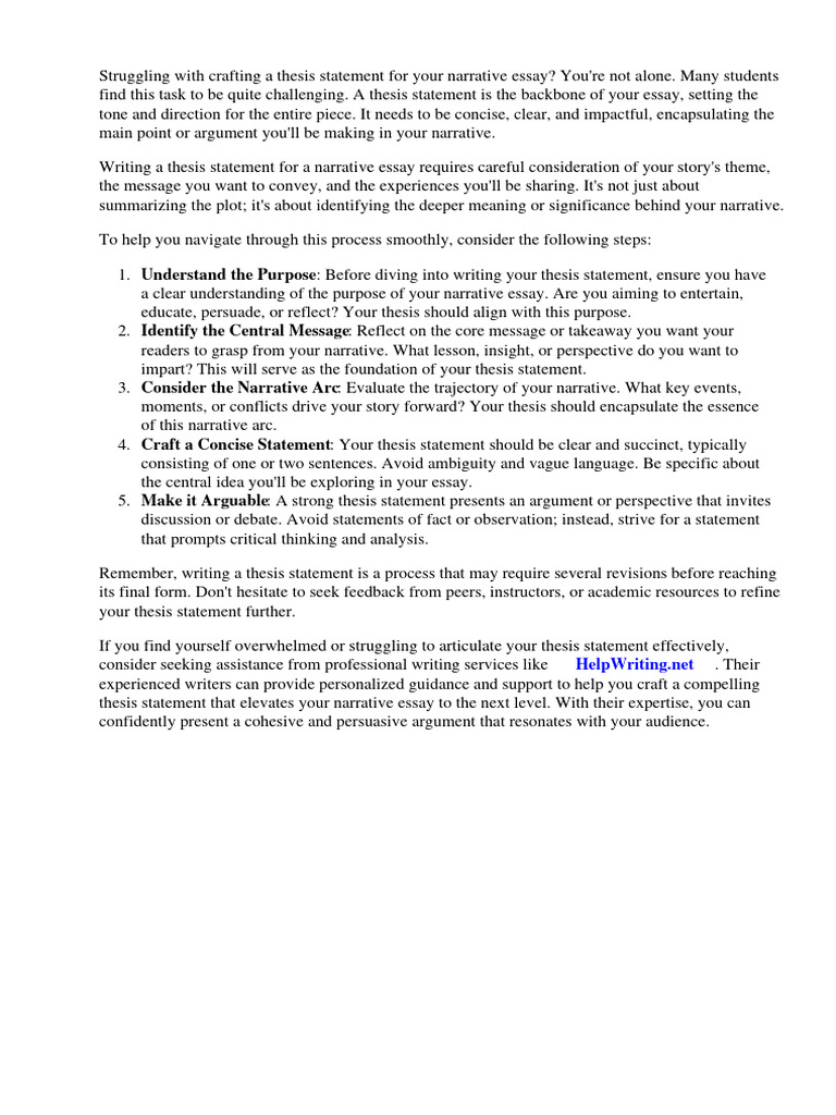 How Do I Write A Thesis Statement For A Narrative Essay | PDF