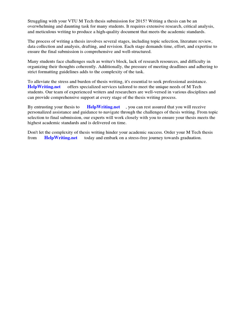 Vtu M Tech Thesis Submission 2015 | PDF | Thesis | Doctor Of Philosophy