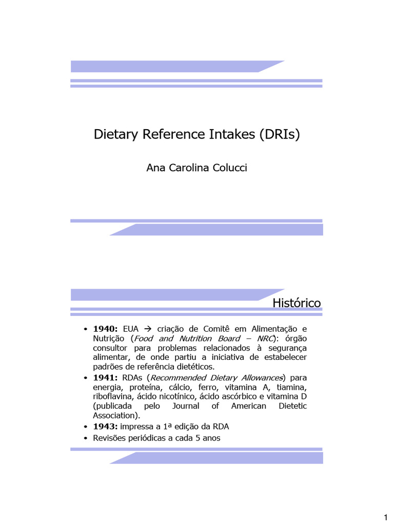 Entendendo as Dietary Reference Intakes | PDF