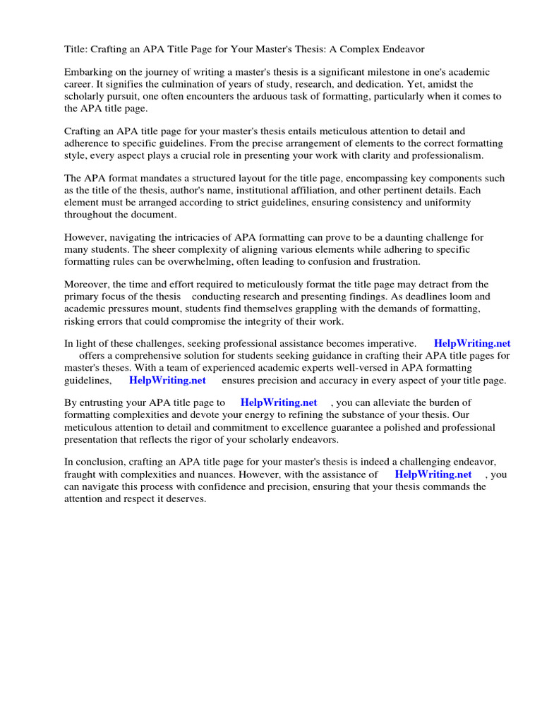Apa Title Page Master Thesis Pdf Thesis Apa Style