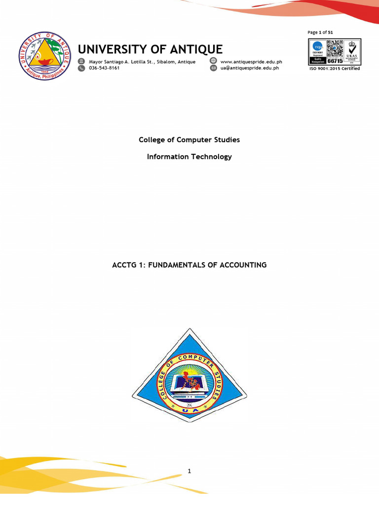 ACCTG1 MODULE Revised August1822 | PDF | Generally Accepted Accounting ...