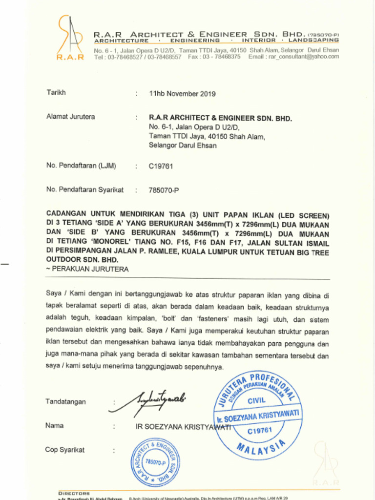 Surat Perakuan Kekukuhan Struktur (1) 1 | PDF