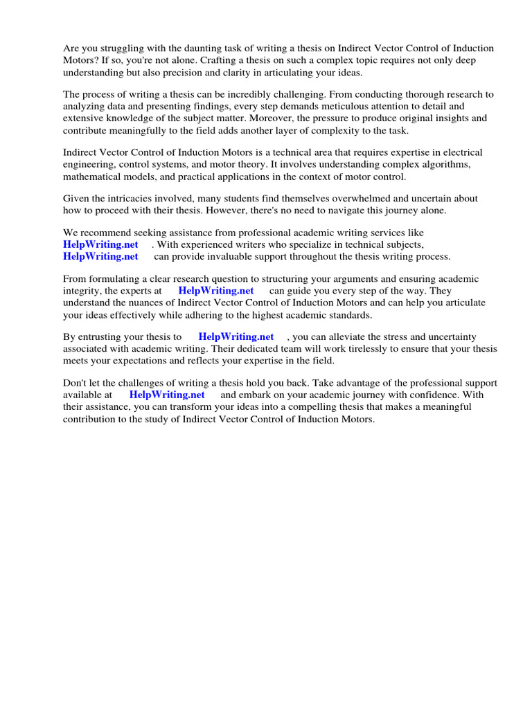 Indirect Vector Control of Induction Motor Thesis | PDF Indirect Vector Control of Induction Motor Thesis | PDF