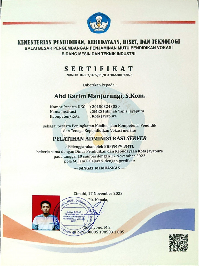 Sertifikat Pas (Bmti) | PDF