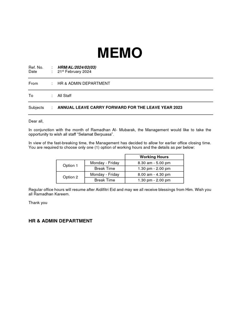 Annual Leave Carry Over | PDF