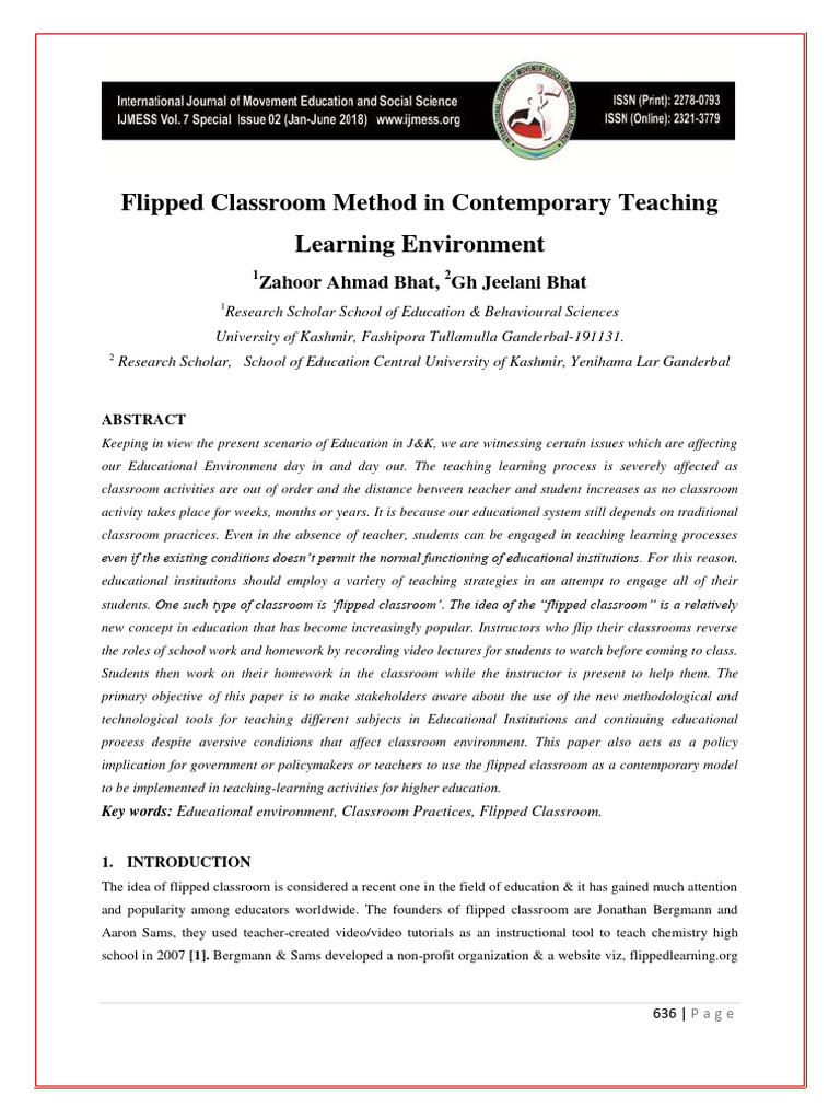Flipped Classroom Method In Contemporary Pdf Teachers Learning